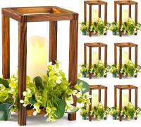 China Wooden Candle Holder Farmhouse Home Candle Lantern Decor Outdoor Wood Shelf Wedding Gifts Living Room Patio for sale