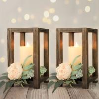 China Wooden Candle Holder Farmhouse Home Candle Lantern Decor Outdoor Wood Shelf Wedding Gifts Living Room Patio for sale