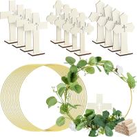 China Customized Wood Place Card Holder, Gold Wreath Hoop Macrame for Christmas Decorations Wedding Table Crafts for sale