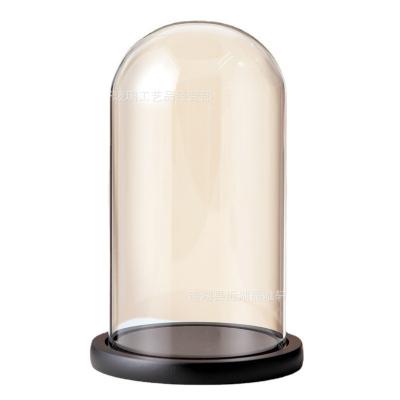 China Glass Dome with Wooden Base Glass for candle   Mini Cake Stand Glass Display Dome for sale