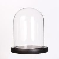 China Glass Dome with Wooden Base Glass for candle   Mini Cake Stand Glass Display Dome for sale