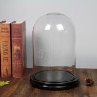 China Glass Dome with Wooden Base Glass for candle   Mini Cake Stand Glass Display Dome for sale