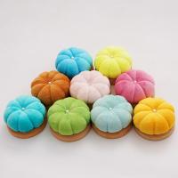China Pumpkin Pin Cushion, Wooden Base Needle Pincushions Japanese Style Round Pin Cushion for Sewing Needle Holders or DIY Crafts for sale