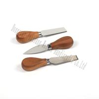 China Mini Knife Butter Knife Spatula Stainless Cheese Slicer Cutter 3 Cheese Knives Set Wood Handle for sale