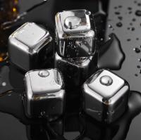 China Whiskey Stainless Steel Stones Gift Set 8 Golden Ice Cubes Reusable Chilling Rocks for sale
