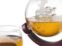 China Whiskey Decanter Globe Set with 4 Etched Globe Whisky Glasses for Liquor, Scotch, Bourbon, Vodka, Gifts for Men for sale