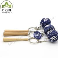 China Mini Baseball Keychain with Wooden Bat for Sports Theme Party Team Souvenir Athletes Rewards Party Favors for sale