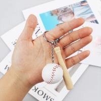 China Mini Baseball Keychain with Wooden Bat for Sports Theme Party Team Souvenir Athletes Rewards Party Favors for sale