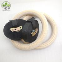 China Wood Gymnastics Rings  with Adjustable Cam Buckle  Long Straps Exercise Rings Non-Slip Training Rings for Home Gym for sale