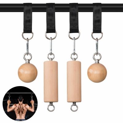 China Wooden Pull Up Grips and Balls Pull Up Hand Wooden Grip with Strap for sale