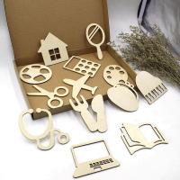 China Customized wood chip processing love round five-pointed star six-sided square wooden laser cutting DIY plank for sale