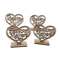 China Wooden handicraft ornaments Heart hollow letters laser cutting wood chips Valentine's Day craft gifts for sale