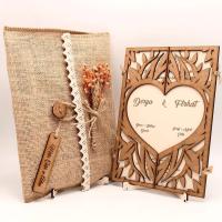 China Rustic Wood Invitation with Guest Name Tag Rustic Wooden Laser Cut Invitation with Rustic Envelope for sale