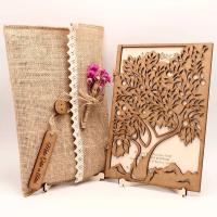 China Rustic Wood Invitation with Guest Name Tag Rustic Wooden Laser Cut Invitation with Rustic Envelope for sale