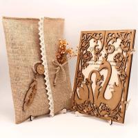 China Rustic Wood Invitation with Guest Name Tag Rustic Wooden Laser Cut Invitation with Rustic Envelope for sale