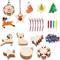 China Wooden Christmas Ornaments, Unfinished Wood Slices with Holes for Kids, DIY Crafts Centerpieces Holiday Christmas Tree Hanging D for sale