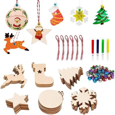 China Wooden Christmas Ornaments, Unfinished Wood Slices with Holes for Kids, DIY Crafts Centerpieces Holiday Christmas Tree Hanging D for sale