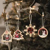 China Wooden Christmas Ornaments Set DIY Wood Christmas Hanging Decoration with Ropes for sale