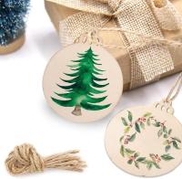 China Creative DIY Round Shape Wooden Crafts Door Tag For Decorations Hanging Tag for sale