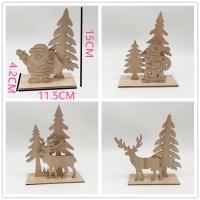 China Christmas Tree Santa Elk Wooden Chips Festival Ornaments For Family Party Table Decorations for sale