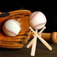 China Mini Baseball Bat Display Stand Fashion Ornament Crafts Wooden Stand Holder For Outdoor Sports for sale