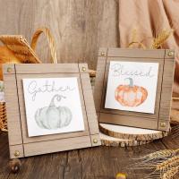 China Thanksgiving Decorations Set of 2 Wooden Tabletop Sign Fall Autumn Pumpkin Frames Centerpieces for Home Kitchen Tiered Tray Dec for sale