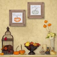 China Thanksgiving Decorations Set of 2 Wooden Tabletop Sign Fall Autumn Pumpkin Frames Centerpieces for Home Kitchen Tiered Tray Dec for sale