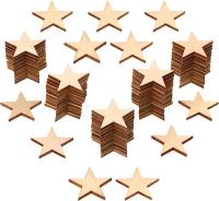 China Unfinished Wooden Star Cutouts Hanging Ornaments with Strings for Christmas Wedding DIY Craft Festival Decoration for sale