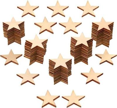 China Unfinished Wooden Star Cutouts Hanging Ornaments with Strings for Christmas Wedding DIY Craft Festival Decoration for sale