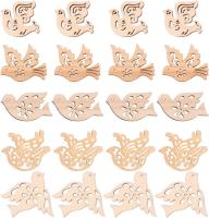 China Laser Cut Wood Embellishment Hollow Out Wooden Leaves Bird Shape Ornament Wood Discs Unfinished for Arts Crafts DIY Decoration for sale