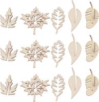 China Laser Cut Wood Embellishment Hollow Out Wooden Leaves Bird Shape Ornament Wood Discs Unfinished for Arts Crafts DIY Decoration for sale
