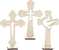 China Customized Christmas Nativity Wooden Cross Unfinished Wood Tabletop Cross for Crafts Standing for sale
