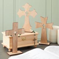 China Customized Christmas Nativity Wooden Cross Unfinished Wood Tabletop Cross for Crafts Standing for sale