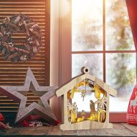 China Christmas Nativity Scene Ornament Wooden Nativity Set Christmas Ornament for sale
