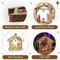 China Christmas Nativity Scene Ornament Wooden Nativity Set Christmas Ornament for sale
