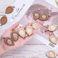 China Customized Colors Unfinished Wooden Leaves Pendant Trays Base Blanks with Clear Glass Cabochons Kit for sale
