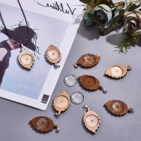 China Customized Colors Unfinished Wooden Leaves Pendant Trays Base Blanks with Clear Glass Cabochons Kit for sale