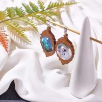 China Customized Colors Unfinished Wooden Leaves Pendant Trays Base Blanks with Clear Glass Cabochons Kit for sale