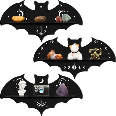 China Customized Gothic Bat Shelf Crystal Rack Coffin Shelf-Spooky Floating Shelves Goth Decor Holder-Wooden Gothic Decor for Home for sale