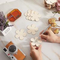 China Unfinished Wooden Flower Cutouts Discs Crafts Wood Ornaments Flower Embellishments Wooden Slices for DIY Projects Decoration for sale