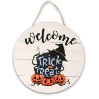China 2024 Halloween wooden door hangings New party scene decoration pieces  Pumpkin black cat haunted house bat party scene decor for sale