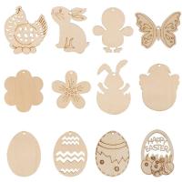 China DIY Wooden Easter Customized Shaped Ornaments to Paint for Kids, Unfinished Wood Slices Holiday Hanging Decorations for sale