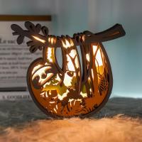 China 3D Wooden Animals Carving LED Night Light, Wood Carved Lamp Statues Perfect Gifts for sale