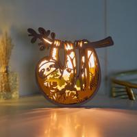 China 3D Wooden Animals Carving LED Night Light, Wood Carved Lamp Statues Perfect Gifts for sale