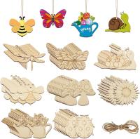 China Wooden Ornaments to Paint 8 Styles DIY Blank Unfinished Wood Cutouts Ornament for Home Crafts Hanging Decorations for sale