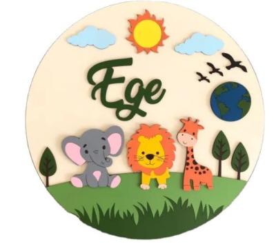 China Customized Round Wooden Slices Door Wall Refrigerator Kitchen Cabinet Decorative for sale