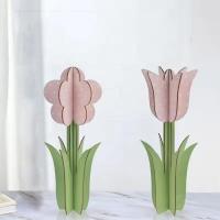 China New Design Wooden Flower Figure Home Tabletop Decoration Pieces for sale