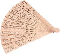 China Custom Chinese Carved Folding Fragrance Wood Hand Fan Hotel Wedding Fan for sale