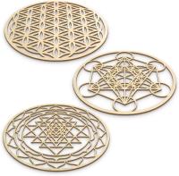 China Sacred Geometry Wood Wall Art Set, Zen Home Decor for Yoga/Meditation, Wooden Wall Hanging Sculptures for sale