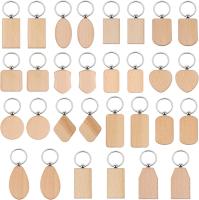 China Ecofriendly Custom Shape Engraving Logo Wooden Keyring Blank Wood Keychain for sale